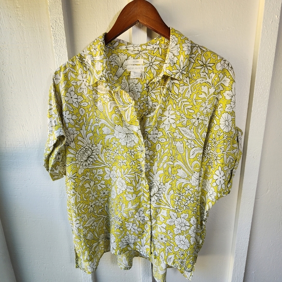 Rachel Ashwell | Tops | Rachel Ashwell 0 Linen Floral Short Sleeve ...